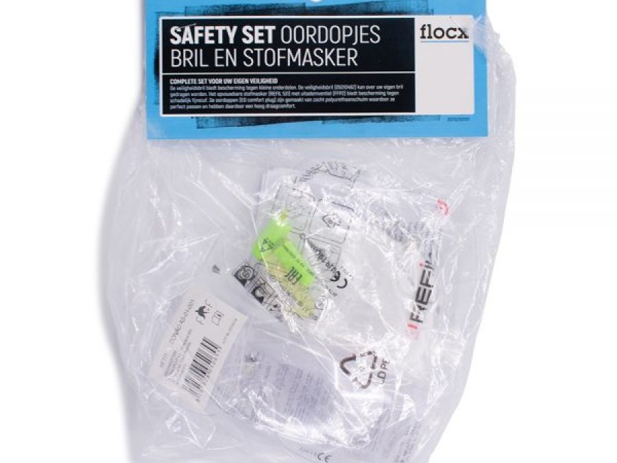 Flocx PBM Set Bril, stofmasker en oordopjeskopen - Verf & Behang Specialist